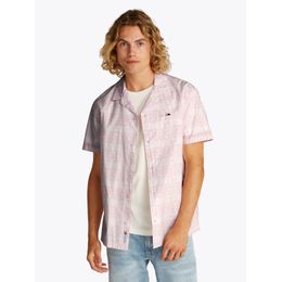 Tommy Jeans Herren Kurzarmhemd "TJM REG AOP SS SHIRT EXT", rosa, Gr. L, bedruckt, Web, Obermaterial: 100% Baumwolle, Hemden, mit sommerlichen Print