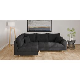 Ecksofa Home Affaire, B:231cm H:81cm T:161cm, grau, 92% Polyester, 8% Nylon, Wohnzimmer, Sofas, "CHARRE L-Form mit Ottomane, Maße B/T/H: 231/161/81