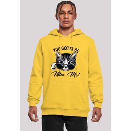 F4NT4STIC Herren Kapuzenpullover "K&auml;tzchen You Gotta Be Kitten Me", gelb, Gr. L, Obermaterial: 65% Baumwolle, 35% Polyester, Pullover, Premium