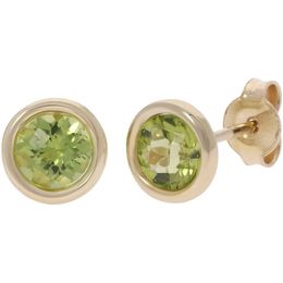 Firetti Damen Paar Ohrstecker "Schmuck Geschenk Gold 585 Ohrschmuck Ohrringe Solitär", 5mm, Gelbgold 585, gold, Gelbgold 585, Ohrringe, mit Peridot