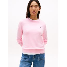 Tommy Hilfiger Damen Rundhalspullover "CO JERSEY STITCH LS C-NK SWT", rosa, Gr. M, unifarben, Strick, Obermaterial: 67% Baumwolle, 33% Polyamid,