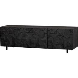 Lowboard Woood, B:160cm H:50cm T:45cm, schwarz, Holz teilmassiv, Sideboards, "Counter TV-Kommode", Inklusive ger&auml;uschlosem Push-to-Open-System,