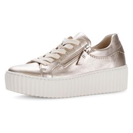 Gabor Damen Plateausneaker, Gr. 41, gold, Ziegenleder, metallic, Schuhe, Freizeitschuh, Halbschuh, Schn&uuml;rschuh mit Best Fitting-Ausstattung