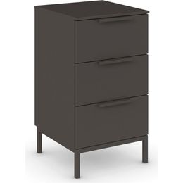 Nachtkommode Rauch, B:40cm H:72cm T:42cm, grau, Holzwerkstoff, Sideboards, "Nachttisch Nachtschrank Nachtkonsole FLIPP", mit 3 Schubladen und