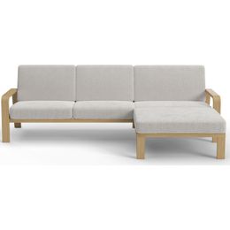 Sit & More Ecksofa SIT & MORE, B:264cm H:91cm T:178cm, beige, 100% Polyester, Wohnzimmer, Sofas, "Kolding L-Form", Armlehnen aus Buchenholz in natur,