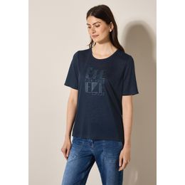 Cecil Damen T-Shirt, blau, Gr. L, bedruckt, Stoff, 55% Polyester, 45% Viskose, Shirts, mit Grafik-Print