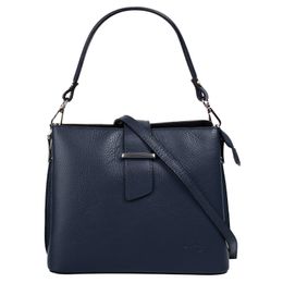 CLUTY Damen Henkeltasche, blau, Leder, leicht glänzend, unifarben, Taschen, echt Leder, Made in Italy