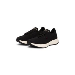Tommy Hilfiger Damen Slip-On Sneaker "TH KNIT RUNNER", Gr. 41, schwarz, Textil, unifarben, Schuhe, Freizeitschuh, Halbschuh, Schn&uuml;rschuh mit