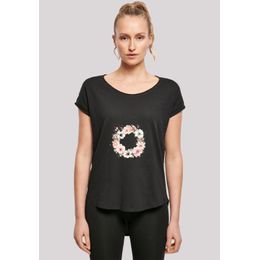 F4NT4STIC Damen T-Shirt "Rosa Blumenkranz", schwarz, Gr. XS, Obermaterial: 100% Baumwolle, Shirts, Premium Qualit&auml;t