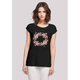 F4NT4STIC Damen T-Shirt "Rosa Fr&uuml;hlings Blumenkranz Dekor", schwarz, Gr. 5XL, Obermaterial: 100% Baumwolle, Shirts, Premium Qualit&auml;t