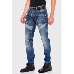 Cipo & Baxx CIPO & BAXX Herren Straight-Jeans "JEANS", blau, Gr. 30, unifarben, 98% Baumwolle, 2% Elasthan, Jeans, in Straight-Fit