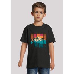 F4NT4STIC M&auml;dchen T-Shirt "Berg Sonnenuntergang Retro", schwarz, Gr. 134, Obermaterial: 100% Baumwolle, Shirts, Premium Qualit&auml;t