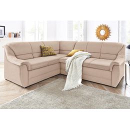 Ecksofa DOMO collection, B:251cm H:88cm T:193cm, beige, Struktur grob (85% Polyester, 15% Polyacryl );Struktur (100% Polyester);Microfaser PRIMABELLE