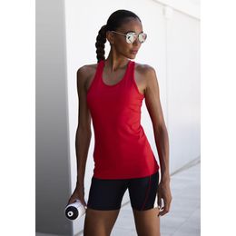 active by Lascana LASCANA ACTIVE Damen Sporttop, rot, Gr. XS, unifarben, Obermaterial: 85% Polyester, 15% Elasthan, Tops, mit Racerback und Logo-Badge