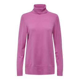 Only Damen Rollkragenpullover "ONLIBI LS LONG SLIT ROLLNECK CC KNT", pink, Gr. S, meliert, unifarben, Strick, Obermaterial: 50% Viskose, 27% Nylon,