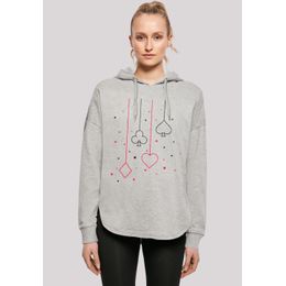 F4NT4STIC Damen Kapuzenpullover "Kreuz Pik Herz Karo Poker Kartenspiel", grau, Gr. XS, Obermaterial: 100% Baumwolle, Pullover, Print