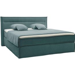 Boxspringbett Musterring, B:200cm L:215cm, blau, Komplettbetten, "JustB SC100", schwebende Optik, inklusive Topper, verschiedene Farben, 180 x 200 cm