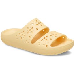 Crocs Damen Badepantolette "Classic Floral Cut Out Sandal", Gr. 42, gold, Croslite , geblümt, Schuhe, Sandale, Sommerschuh, Pool Slides mit genoppter
