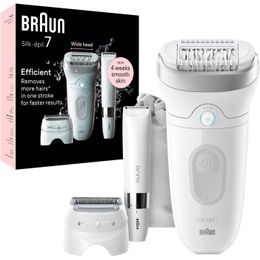 Braun Damen Epilierer "Silk-épil 7 7-441", silber, Epilierer, Rasier-& Trimmeraufsatz, Mini-Rasierer für den Körper, Wet&Dry
