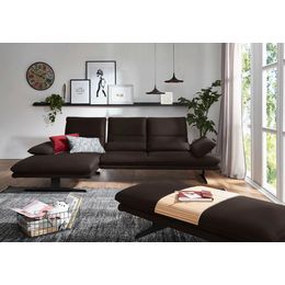 Ecksofa W.Schillig, B:291cm H:94cm T:164cm, braun, Longlife Xtra-Leder Z59: Glattleder mit modischer Prägung. Hautstärke 0, 9 - 1, 1 mm, Wohnzimmer,