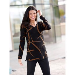 Classic Basics Damen Longpullover "Longpullover", braun, Gr. 50, gemustert, mehrfarbig, 100% Polyacryl, Pullover