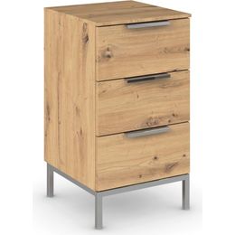 Nachtkommode Rauch, B:40cm H:72cm T:42cm, braun, Holzwerkstoff, Sideboards, "Nachttisch Nachtschrank Nachtkonsole FLIPP", mit 3 Schubladen und