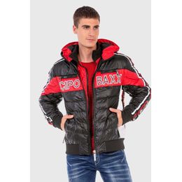 Cipo & Baxx CIPO & BAXX Herren Steppjacke "Jacke", schwarz, Gr. XXL, gestreift, 100% Polyester, Jacken, mit modischer Steppung