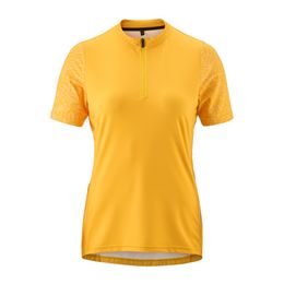 Gonso Damen Radtrikot "Adventure Jersey Halfzip W", gold, Gr. 40, 88% Polyester (recycelt), 12% Elasthan, Trikots, Damen Fahrradtrikot kurzarm,
