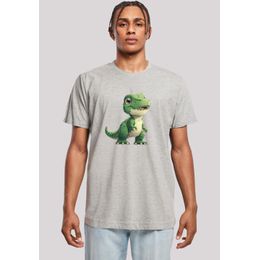 F4NT4STIC Herren T-Shirt "Süßer grüner Dino", grau, Gr. S, Obermaterial: 100% Baumwolle, Shirts, Premium Qualität