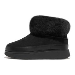 fitflop Damen Winterboots "GEN-FF", Gr. 36, schwarz, Veloursleder, unifarben, Schuhe, Snowboots, Schlupfboots mit Plateau