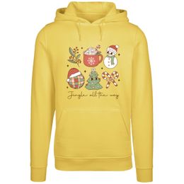 F4NT4STIC Damen Kapuzenpullover "Jingle All The Way Christmas Groove", gelb, Gr. L, Obermaterial: 65% Baumwolle, 35% Polyester, Pullover, Premium