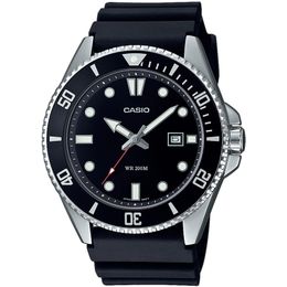 Herren Quarzuhr, schwarz, CASIO TIMELESS COLLECTION, Armbanduhren, Armbanduhr, Herrenuhr,bis 20 bar wasserdicht, Datum, Resinarmband