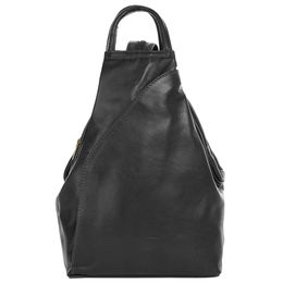 Pike PIKÉ Damen Cityrucksack, schwarz, Leder, Rindsleder, Rucksäcke, echt Leder, Made in Italy