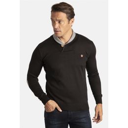 Herren Strickpullover "Erasmo", schwarz, Gr. L, SIR RAYMOND TAILOR, unifarben, 100% Baumwolle, Pullover, mit gemütlichem Stehkragen