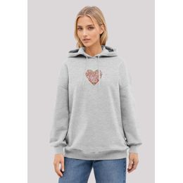 F4NT4STIC Damen Kapuzenpullover "Blumen Herz bestickt", grau, Gr. XS, Obermaterial: 80% Baumwolle, 20% Polyester, Pullover, bestickt, Premium Qualit&auml;t
