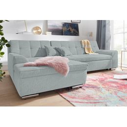 Ecksofa DOMO collection, B:267cm H:83cm T:178cm, blau, Struktur weich (100% Polyester);Luxus-Microfaser (100% Polyester);Struktur (100% Polyester),