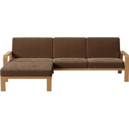 Sit & More Ecksofa SIT & MORE, B:264cm H:91cm T:178cm, rosa, 100% Polyester, Wohnzimmer, Sofas, "Kolding L-Form", Armlehnen aus eichefarbigem Buchenholz,