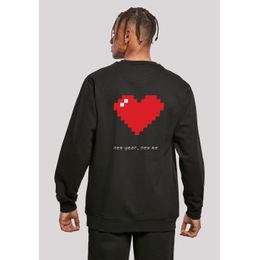 F4NT4STIC Herren Kapuzenpullover "Pixel Herz Happy New Year Silvester", schwarz, Gr. XS, Obermaterial: 50% Baumwolle, 50% Polyester, Pullover, Print