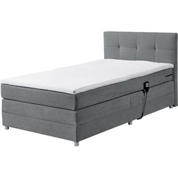 Boxspringbett, B:122cm L:210cm, grau, ED EXCITING DESIGN, 100% Polyester, Komplettbetten, "Toulouse B", inkl. Motor