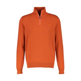 Lerros Herren Strickpullover "Lerros Flachstrick-Troyer mit Rei&szlig;verschlusskragen", orange, Gr. S, 100% Baumwolle, Pullover