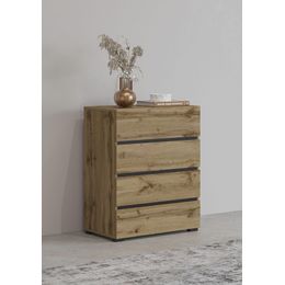 Kommode Inosign, B:60cm H:78,5cm T:40cm, schwarz, Schlafzimmer, Sideboards, "Cross,Breite 60 cm, moderne grifflose Sideboard,4 Schubk&auml;sten",