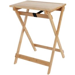 Wenko Klapptisch "Modell Lugo", B/H/T: 60cm x 79cm x 52cm, braun, Garten, Tische, Beistelltisch mit Schneideplatte und abnehmbarem Tablett, Bambus