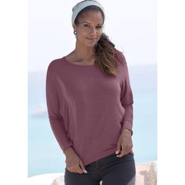 Lascana Damen Langarmshirt "mit Fledermaus&auml;rmeln", lila, Gr. 32, unifarben, Feinstrick, Obermaterial: 50% Viskose (LENZING ECOVERO ), 46% Polyester,