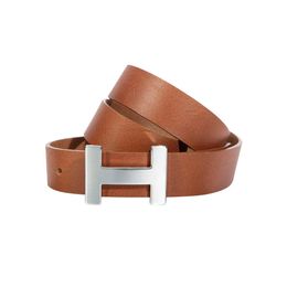 Silbergift Damen Koppelg&uuml;rtel, braun, Gr. 80, unifarben, Rindsleder, G&uuml;rtel, mit dekorativer, grafischer Schlie&szlig;e