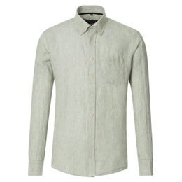 Leinenhemd Casamoda "Casamoda Leinenhemd uni", Herren, Gr. L, Normalgrößen, 306 grün, 100% Leinen, unifarben, lässig geschnitten, Hemden