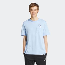 Herren T-Shirt "M L SLIDE PKT T", blau, Gr. M, adidas Sportswear, Obermaterial: 100% Baumwolle, Shirts