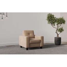 Sessel Home Affaire, B:96cm H:91cm T:90cm, braun, 100% Polyester, Wohnzimmer, Sessel, "Varese", Kreuznaht in beige