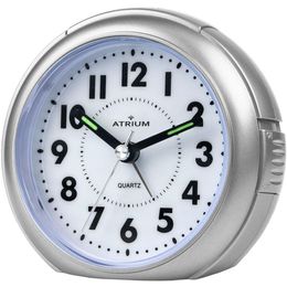 Atrium Quarzwecker "A240-19", silber, Wecker, Wecker, Schlafzimmer, schleichende Sekunde, Snooze, Leuchtzeiger