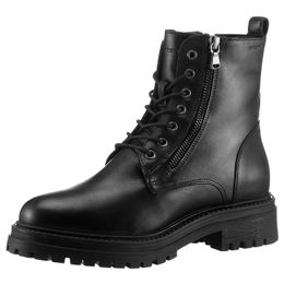 Geox Damen Winterboots "D IRIDEA K", Gr. 41, schwarz, Nappaleder, unifarben, Schuhe, Chunky Boot, Plateau Stiefelette mit Warmfutter