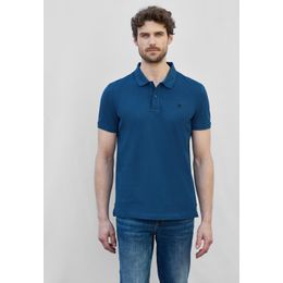 Poloshirt Street One MEN, Herren, Gr. 3XL, blau (twilight blau), Web, 100% Baumwolle, unifarben, gerade normal, hoch geschlossener Ausschnitt, Bündchen, Shirts, aus reiner Baumwolle